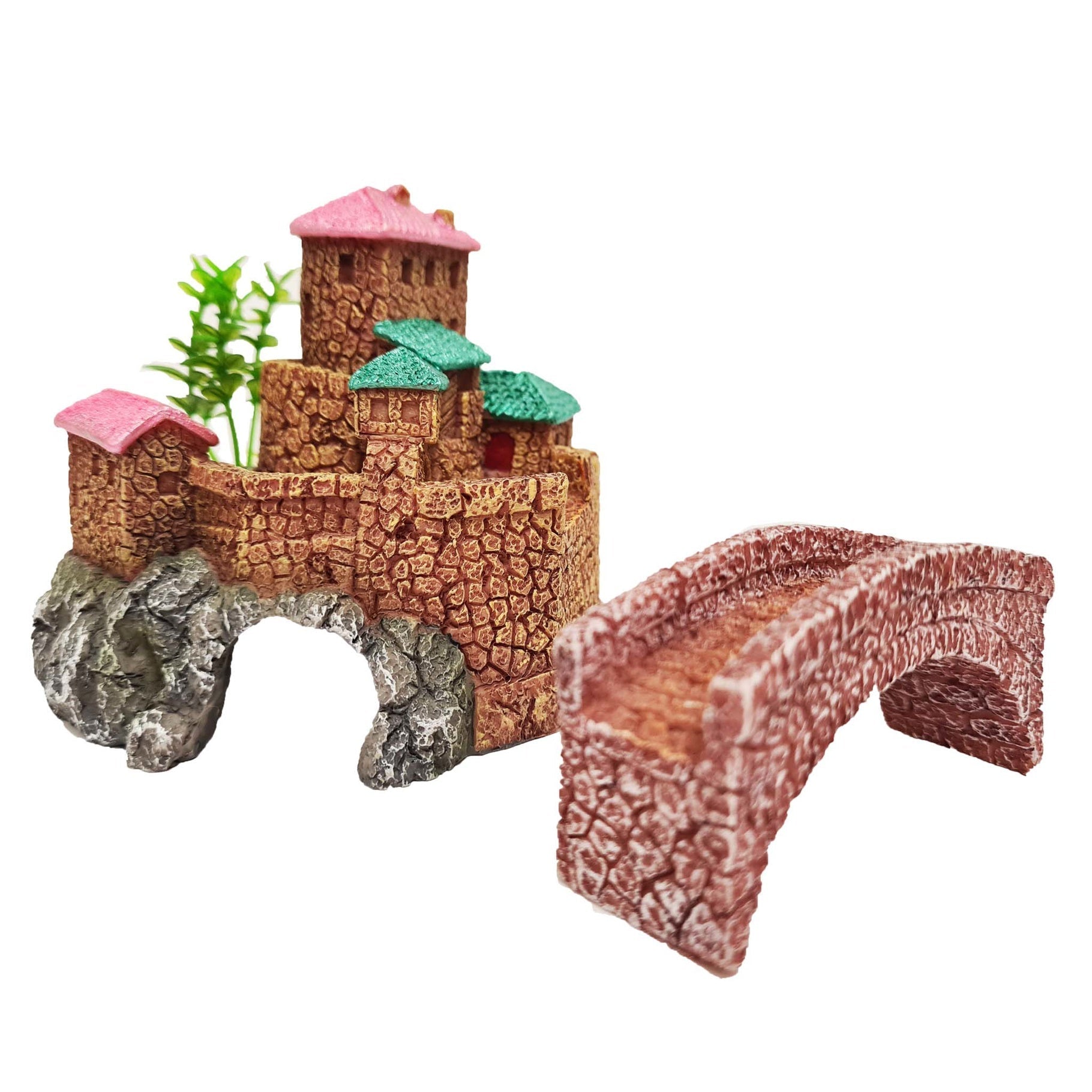 Betta Stone Bridge With Houses 3pcs